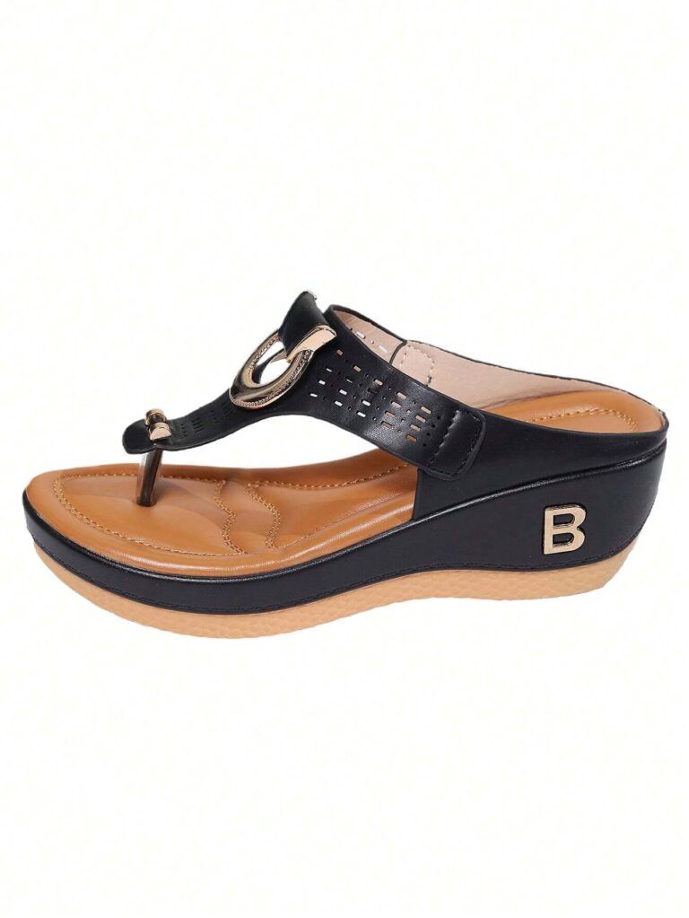 Chanclas con cuña para mujer, elegantes sandalias de plataforma huecas ...